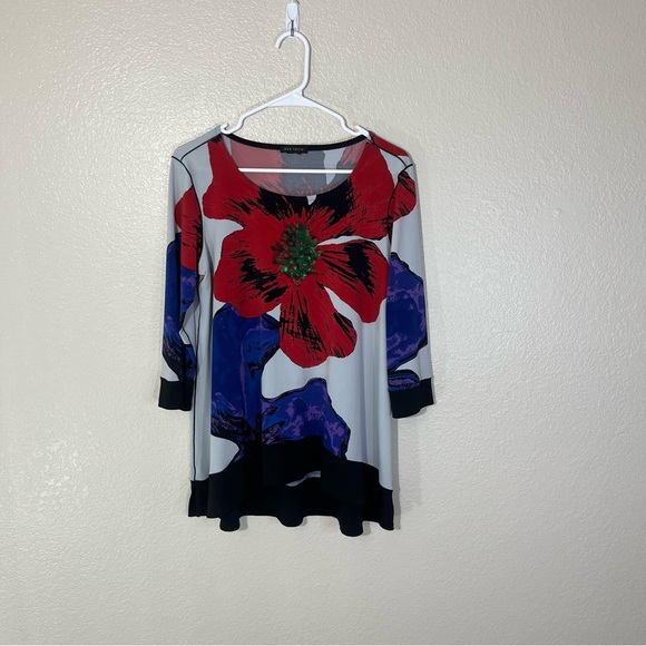 eva varro | Tops | Eva Varro Multicolor Floral Stretch Long Sleeve ...